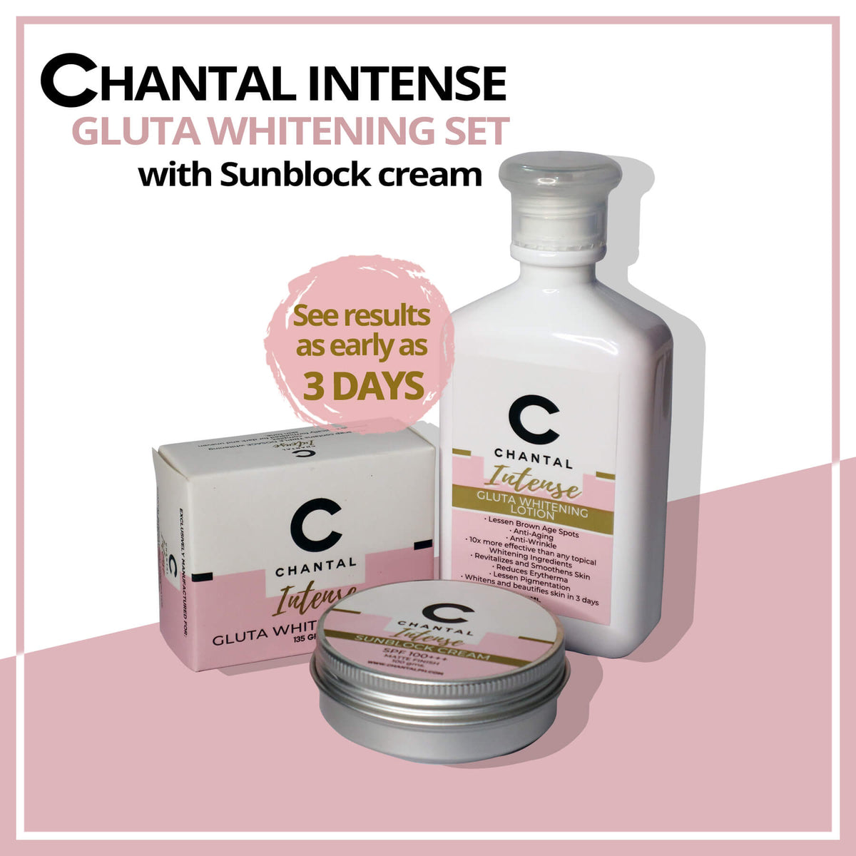CHANTAL INTENSE Whitening Set + FREE 1 FISH COLLAGEN SOAP + FREE 1 ...