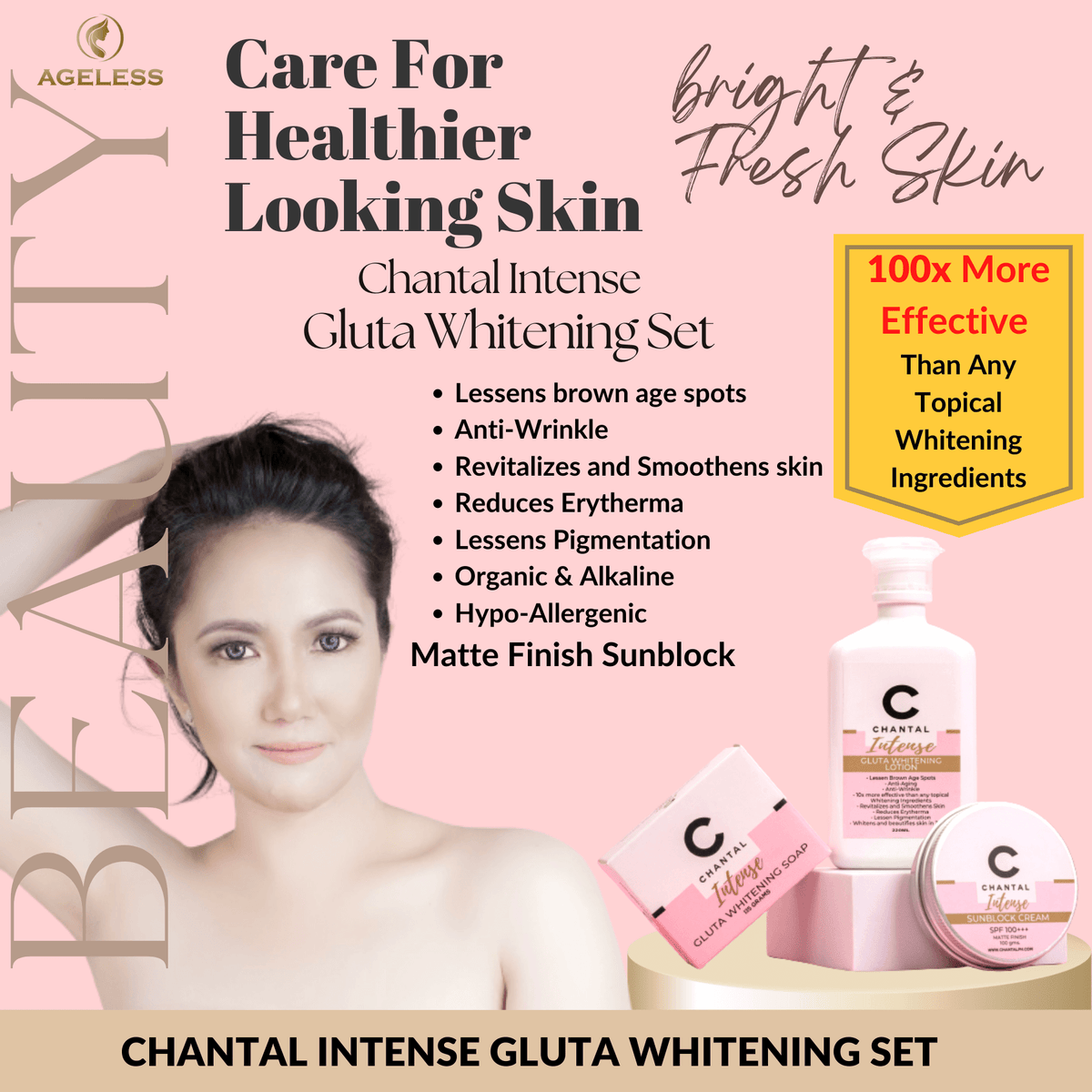 CHANTAL INTENSE Whitening Set + FREE 1 FISH COLLAGEN SOAP + FREE 1 ...